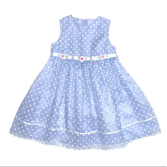 Jessica Ann | Dresses | Adorable Polka Dot Baby Blue Fit Flare Girl ...